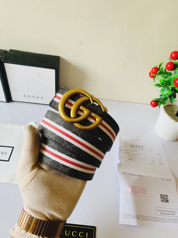 GUCCI MATTE GOLDEN PRINTED PREMIUM QUALITY BELT – FaNcY BuCkEtS